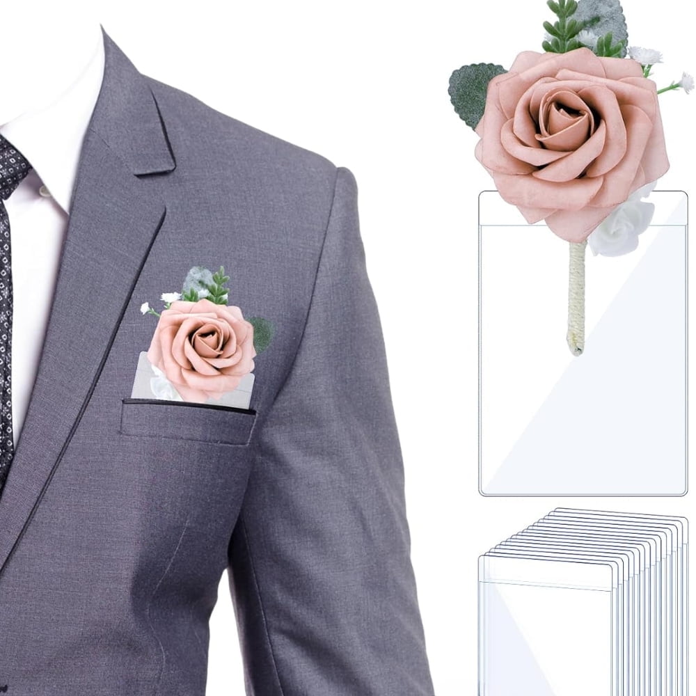 Pocket Boutonniere Plastic Sleeve 15Pcs Pockets Holder Fits In Suit ...
