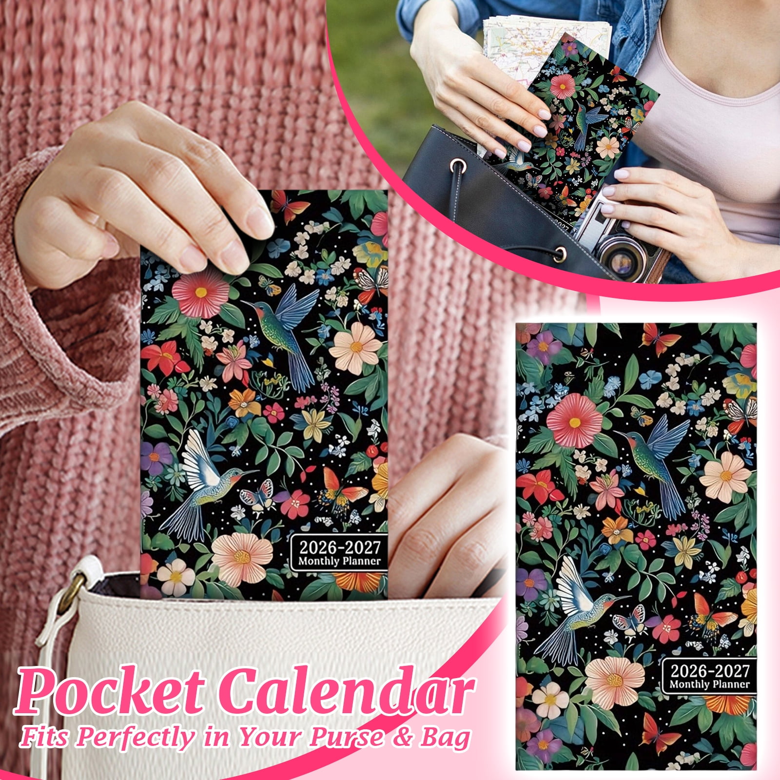 Pocket Calendar 2026-2027 for Purse, Two Year Monthly Planner Pocket ...