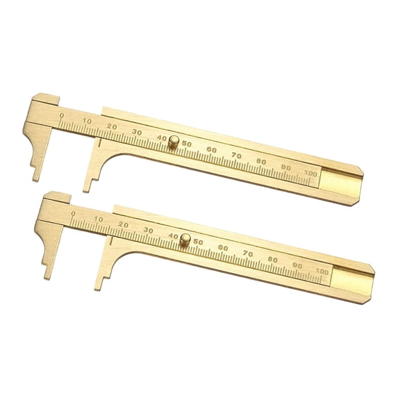 Pocket Caliper Ruler 100mm Brass Sliding Gauge Mini Precision Double ...
