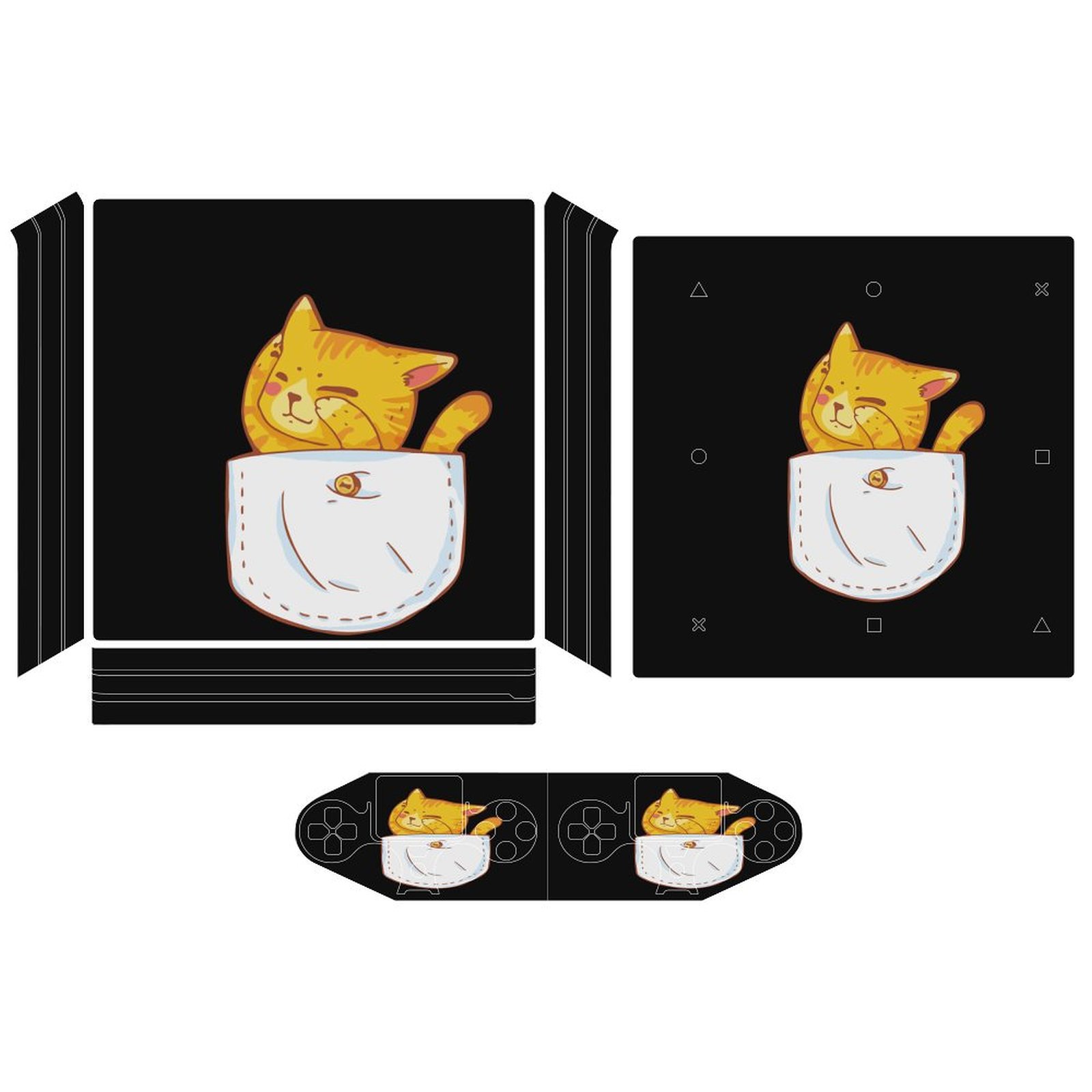 Pocket Cat PS4 Pro/PS4 Slim Skin Sticker For Console And Controller ...
