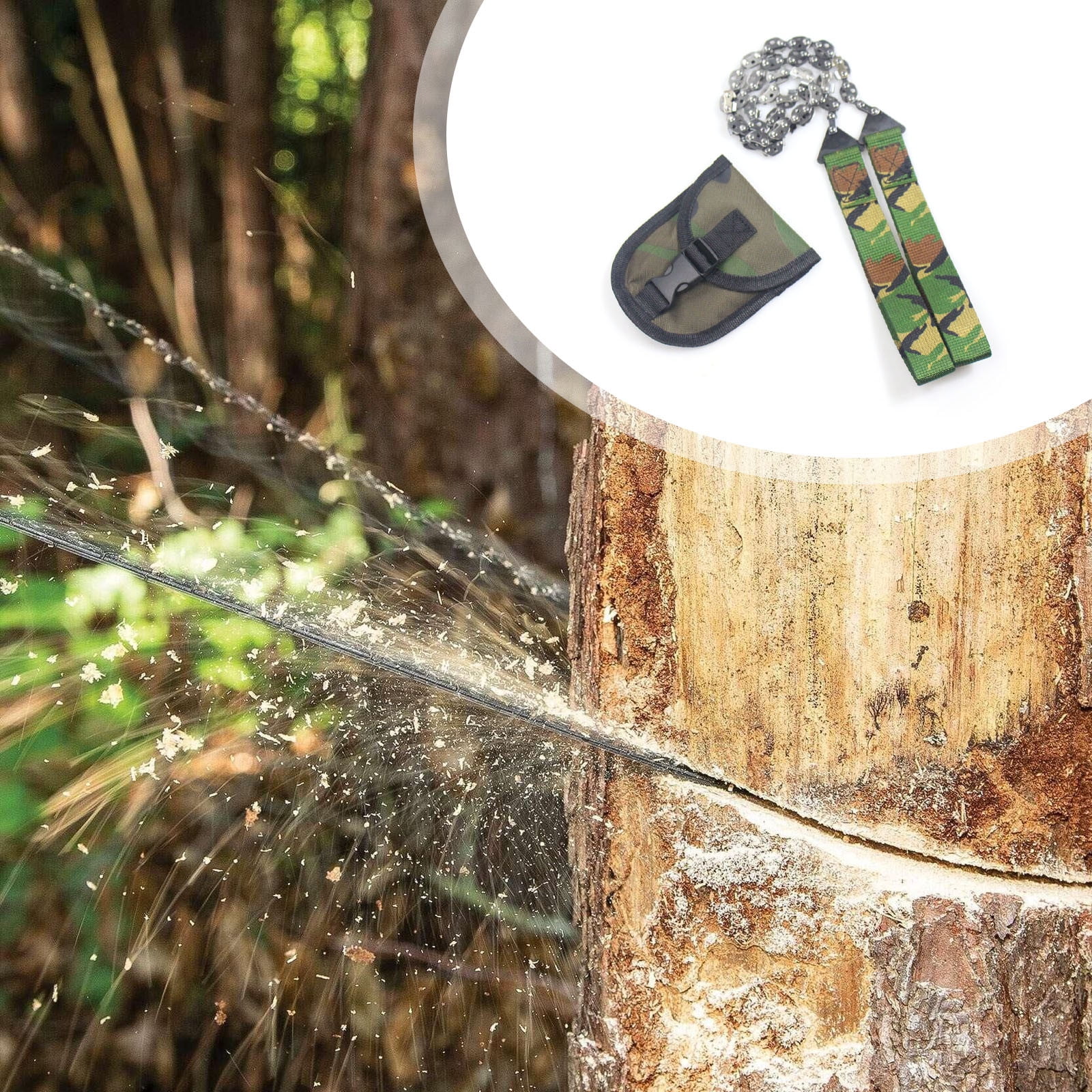 Pocket Chainsaw 25.6 Inch Survival Saw with Handles, Portable Folding ...