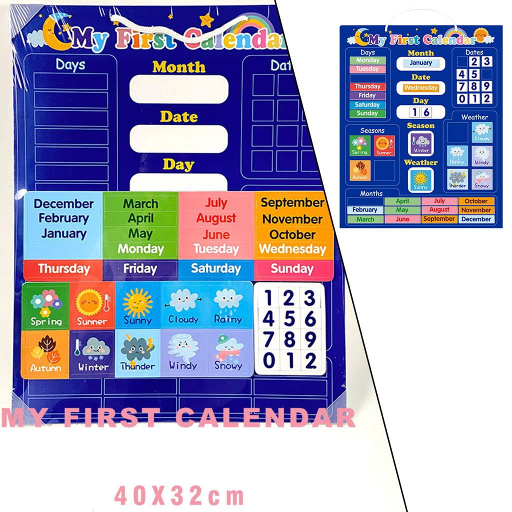 Pocket Chart Set Early Educational Toy Calendar Weather Chart Calendar ...