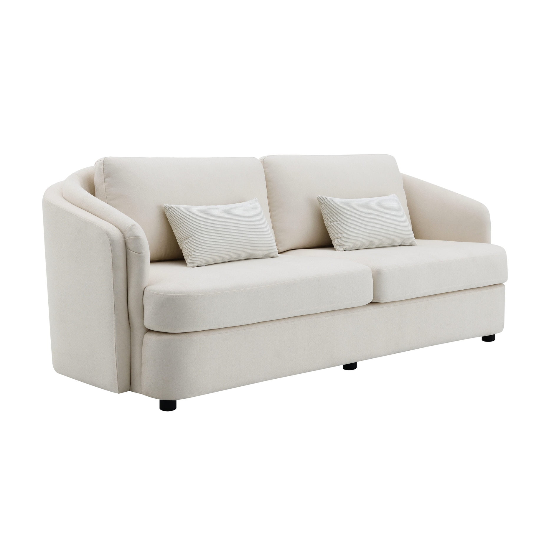 Pocket Coil Construction Beige Linen Sofa / Resilient and Supportive ...