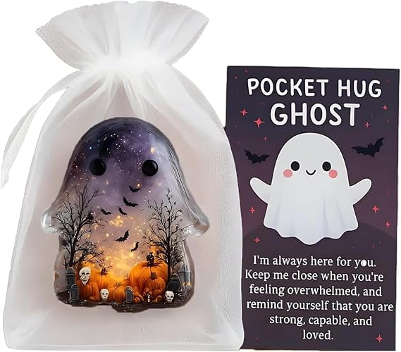 Pocket Comfort Ghosts: A Hug in Your Pocket, Halloween Cute Mini Emotional Support Ghost Statue ...