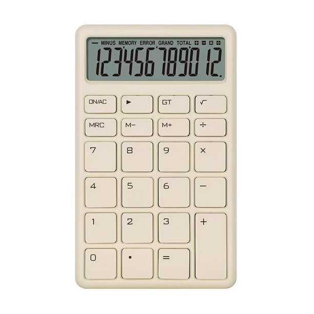 Pocket & Desktop Beige Calculator with LCD Display – Portable Handheld ...