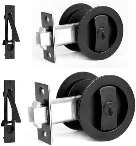 Pocket Door Lock with Key, Contemporary Entrance Sliding Barn Door Lock ...