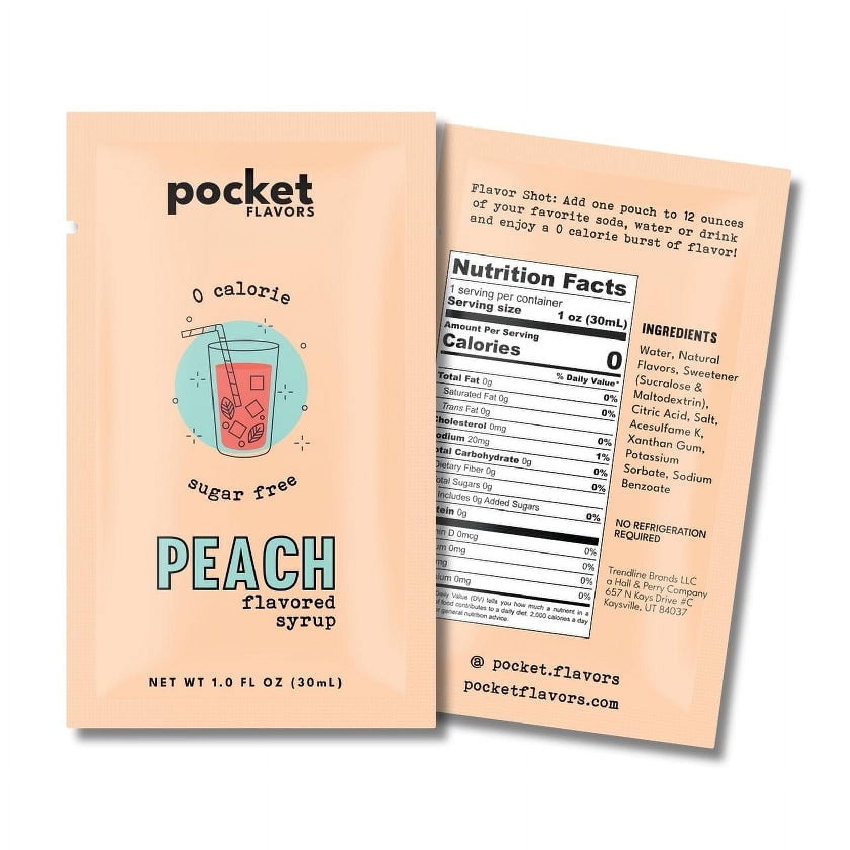 Pocket Flavors Flavored Syrups Packets - Peach, 32 Count - Walmart.com