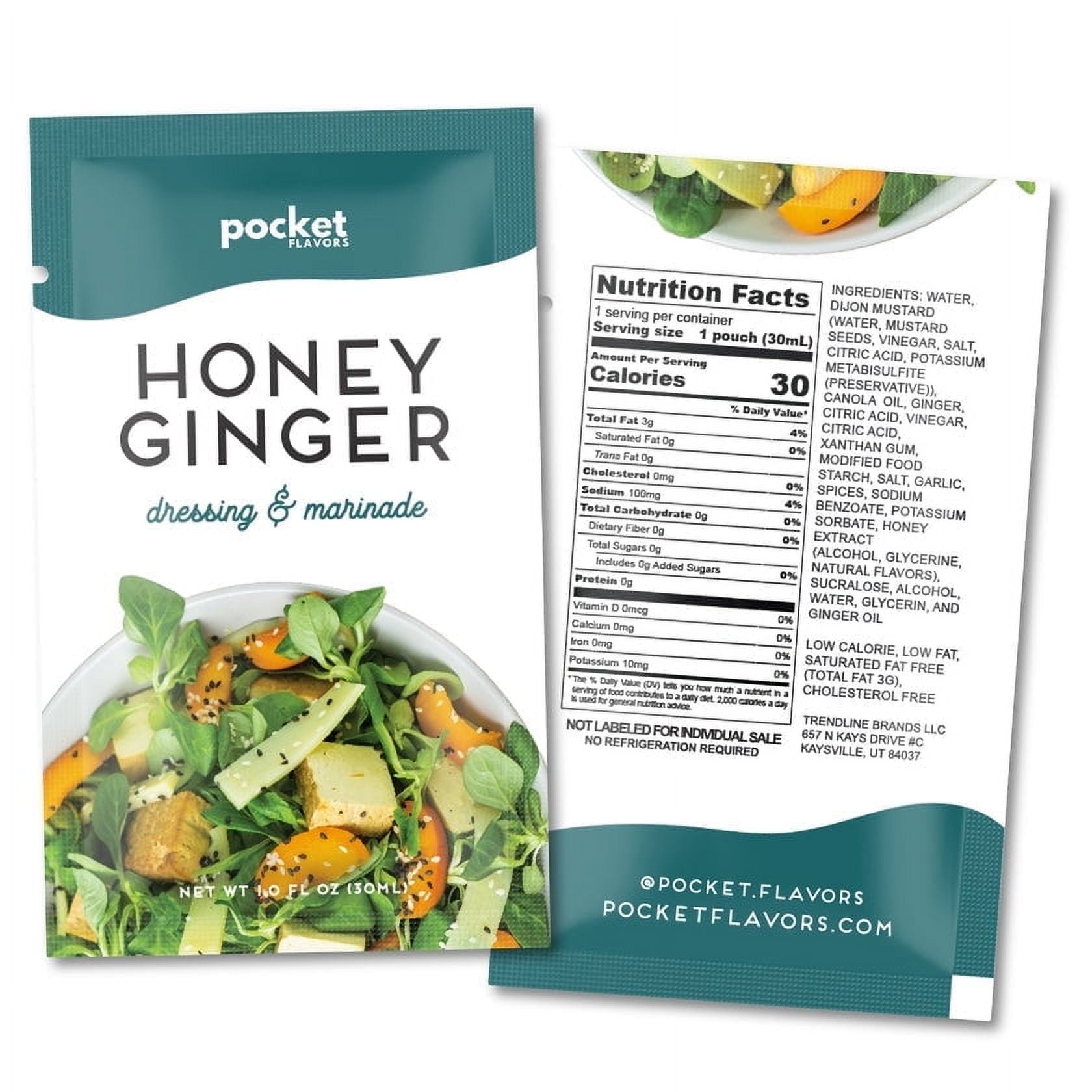 Pocket Flavors Lite Salad Dressing Packets, Honey Ginger, 32 Count, 1 ...