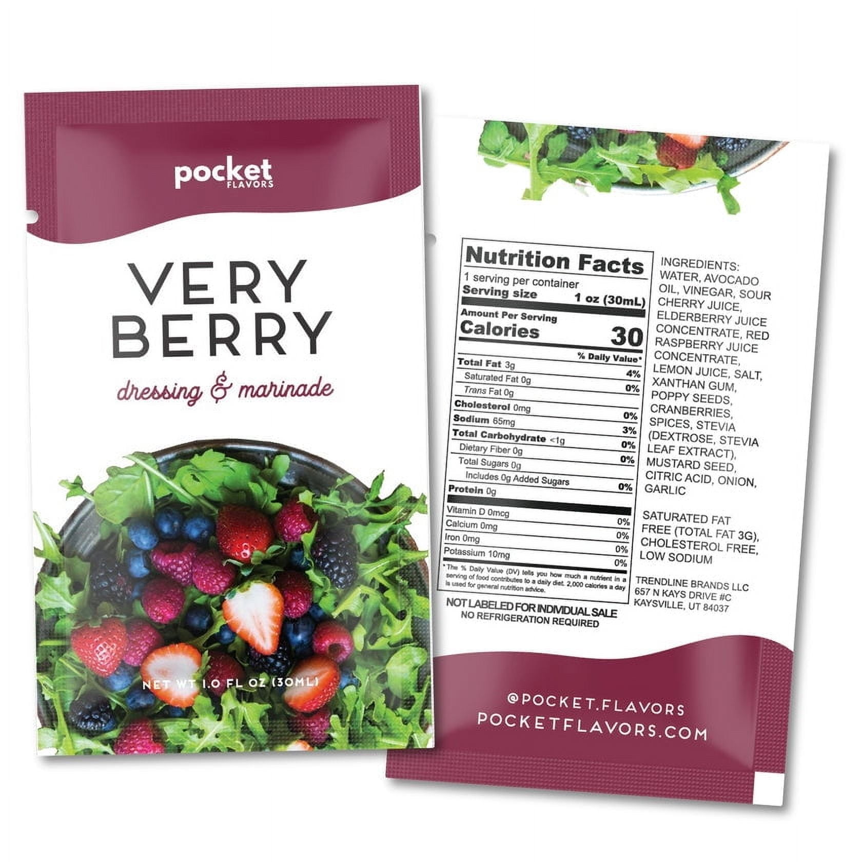 Pocket Flavors Lite Salad Dressing Packets - Very Berry, 8 Count ...