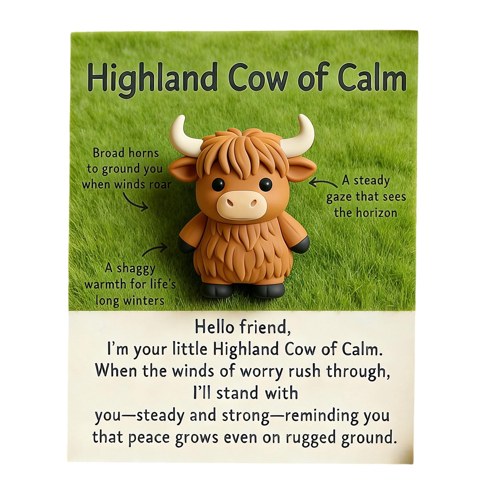 Pocket Friends of Hugs & Hope, Cute Highland Cow Animal Theme Pocket ...