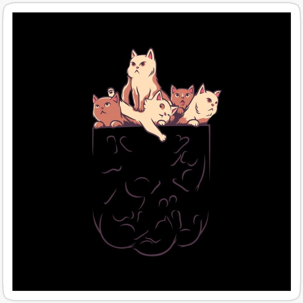 Pocket Full Of Cats V2 Sticker Phone Decal Water Bottle Stickers Car ...