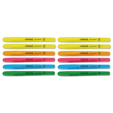 Retractable Highlighters With Storage Pouch, Assorted Ink Colors ...