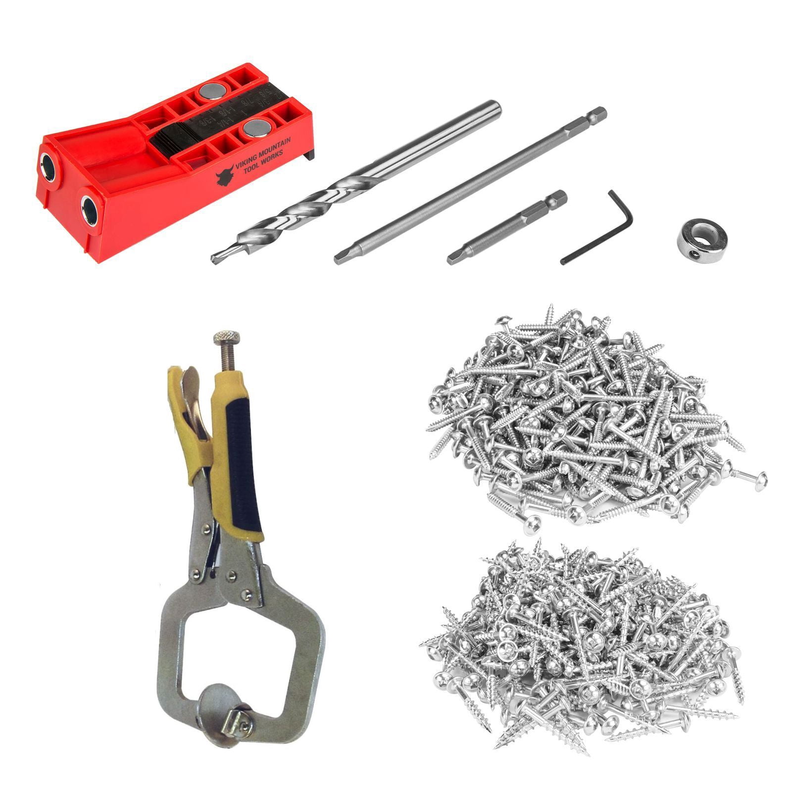 Pocket Hole Jig and Face Frame clamp kit with Builders 500 pack of ...