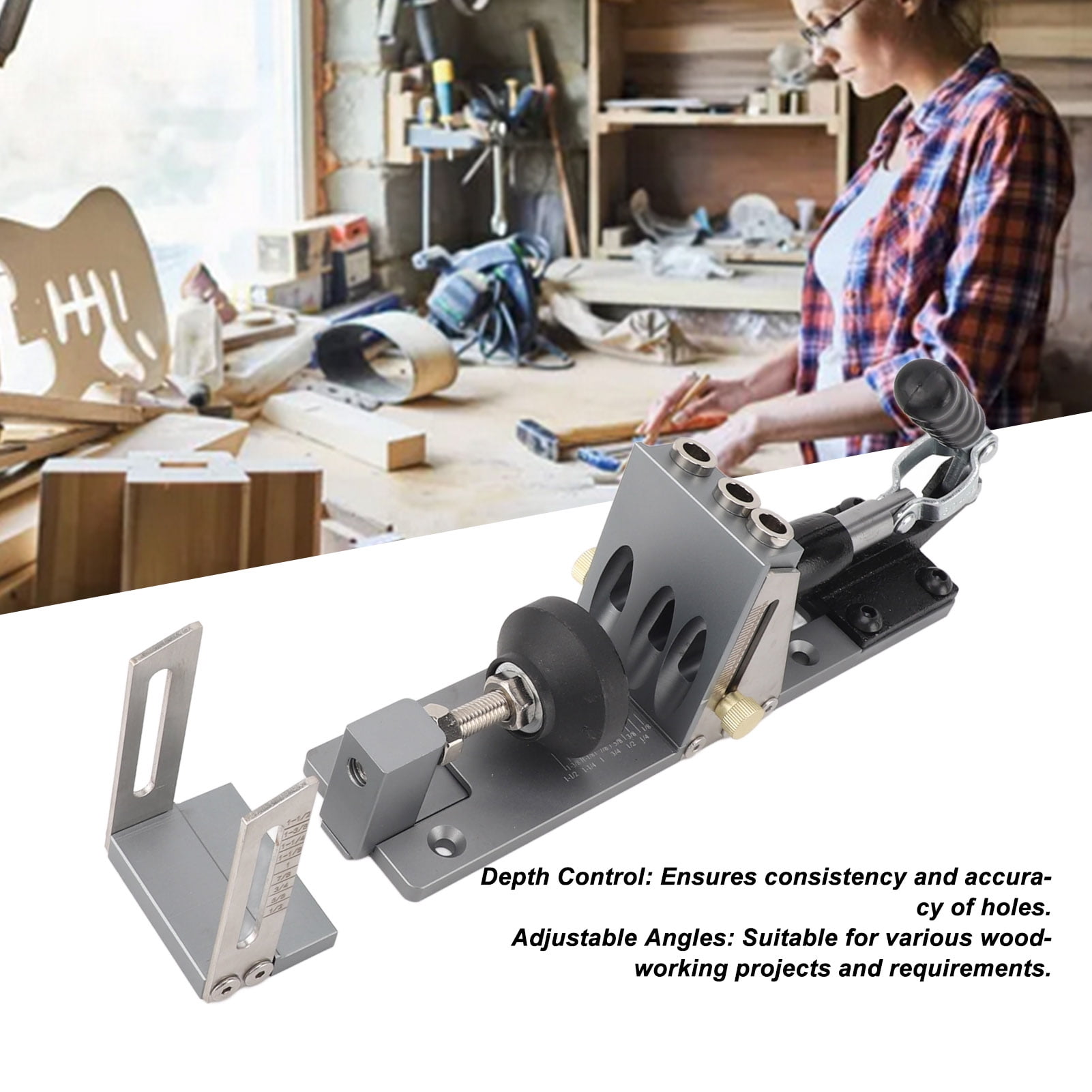 Pocket Hole Jig System: Easy,to,Adjust Drill Guide For Precise Wood ...