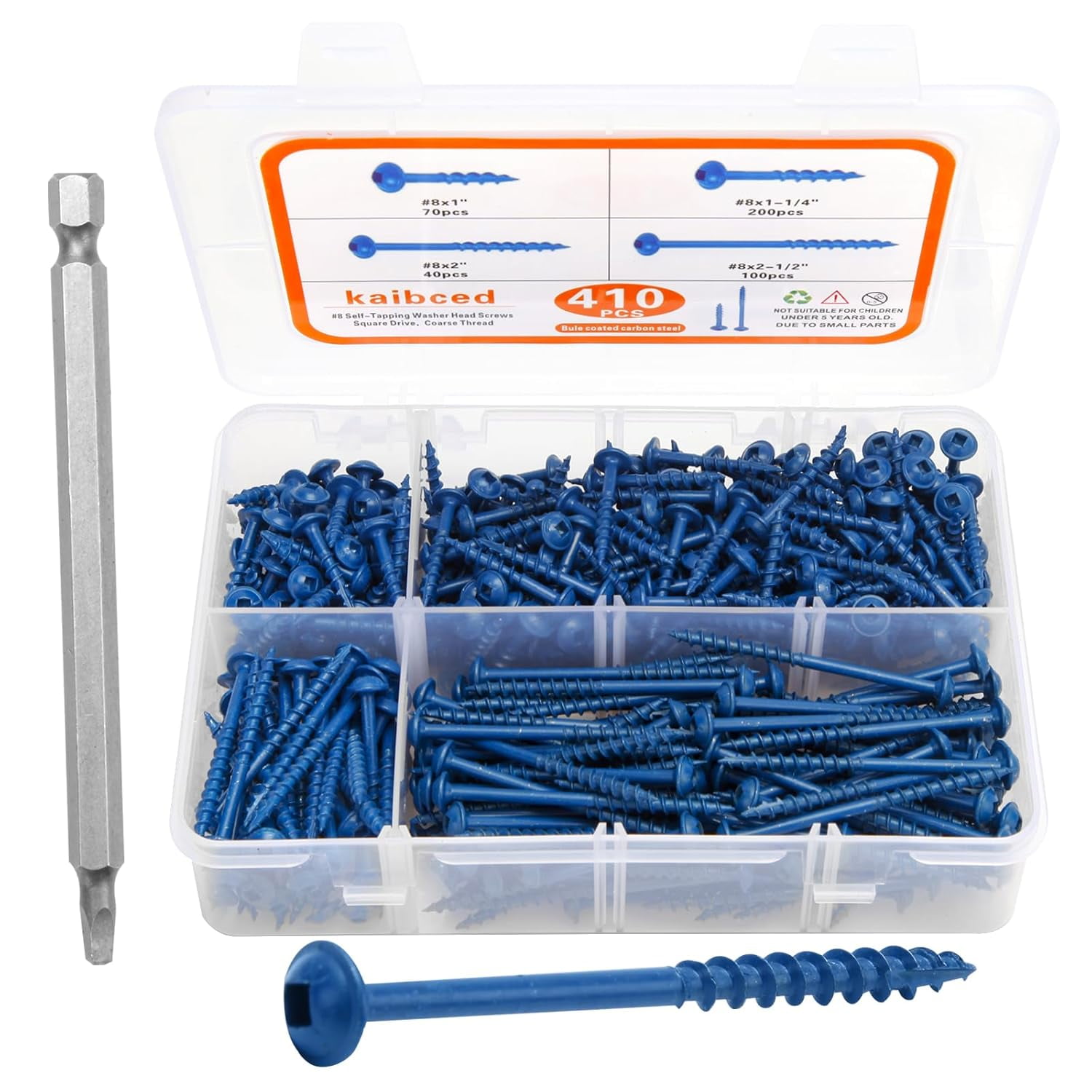 Pocket Hole Screws Assortment Kit, 410Pcs in 4 Sizes #8 x 1, 1-1/4", 2 ...