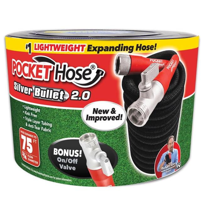Pocket Hose 6084034 0.75 in. x 75 ft. Silver Bullet 2.0 Medium Duty ...