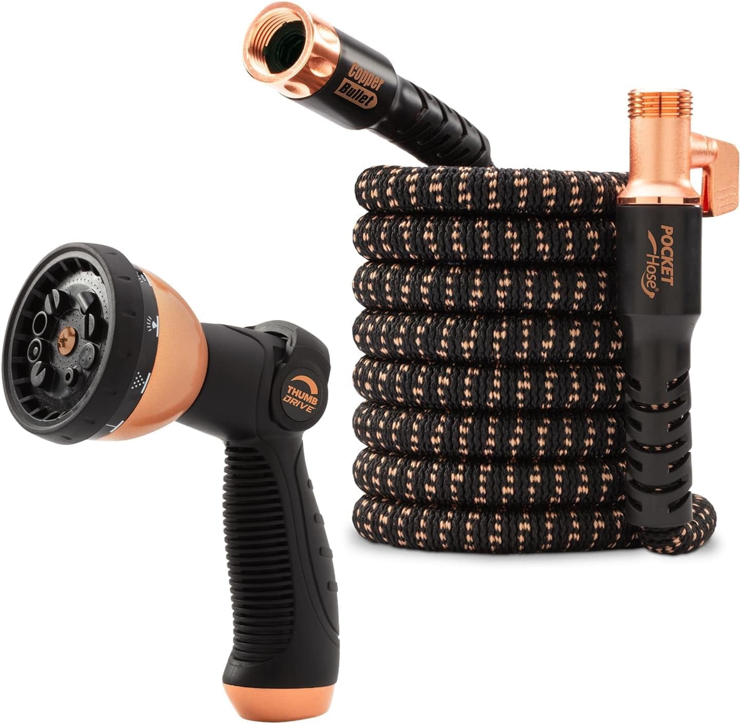 Pocket Hose Copper Bullet Deluxe Expandable Garden Hose 25 FT w/10 ...