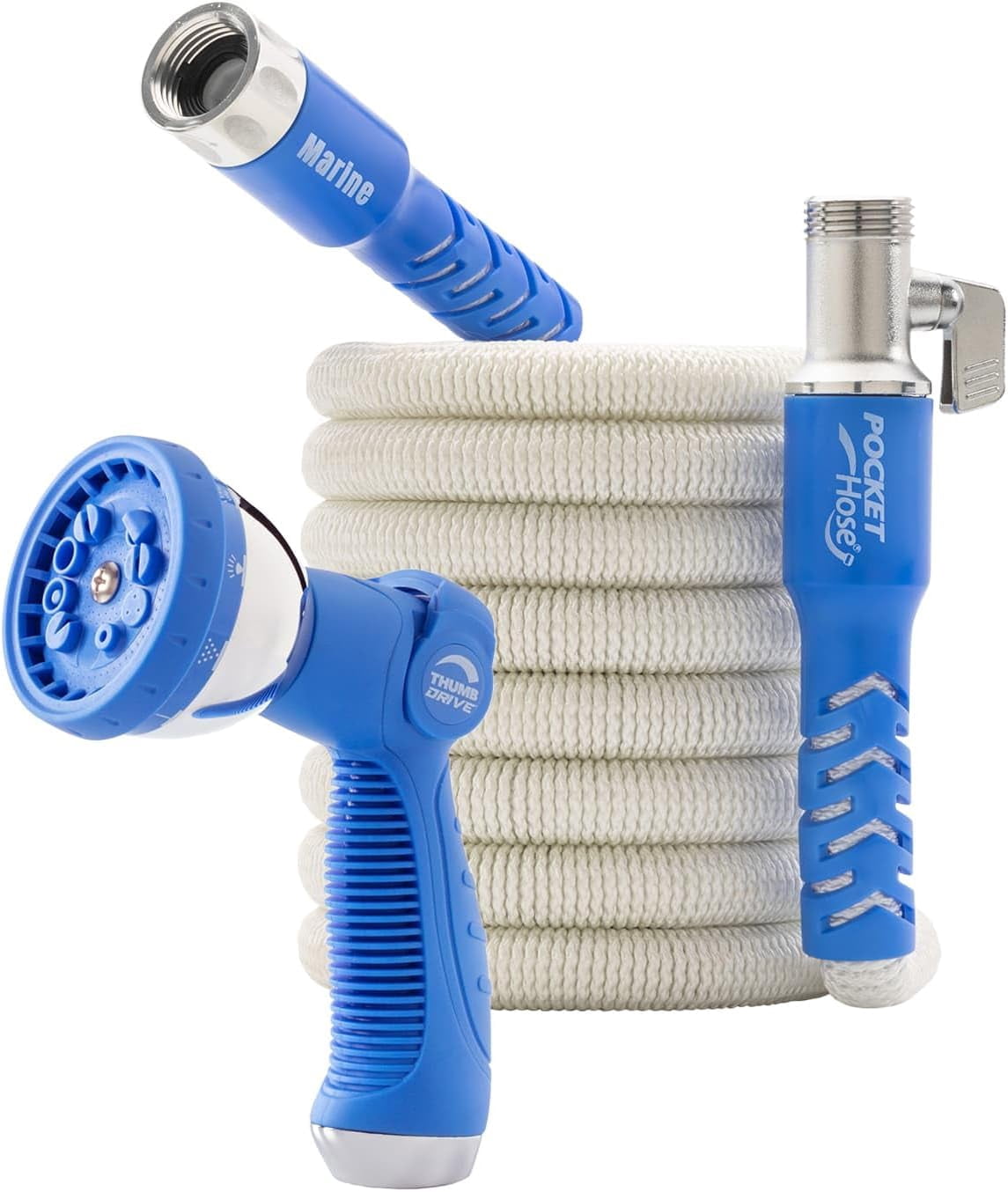 Pocket Hose Marine, Expandable Water Hose, White, Scuff Free, 50ft Hose ...