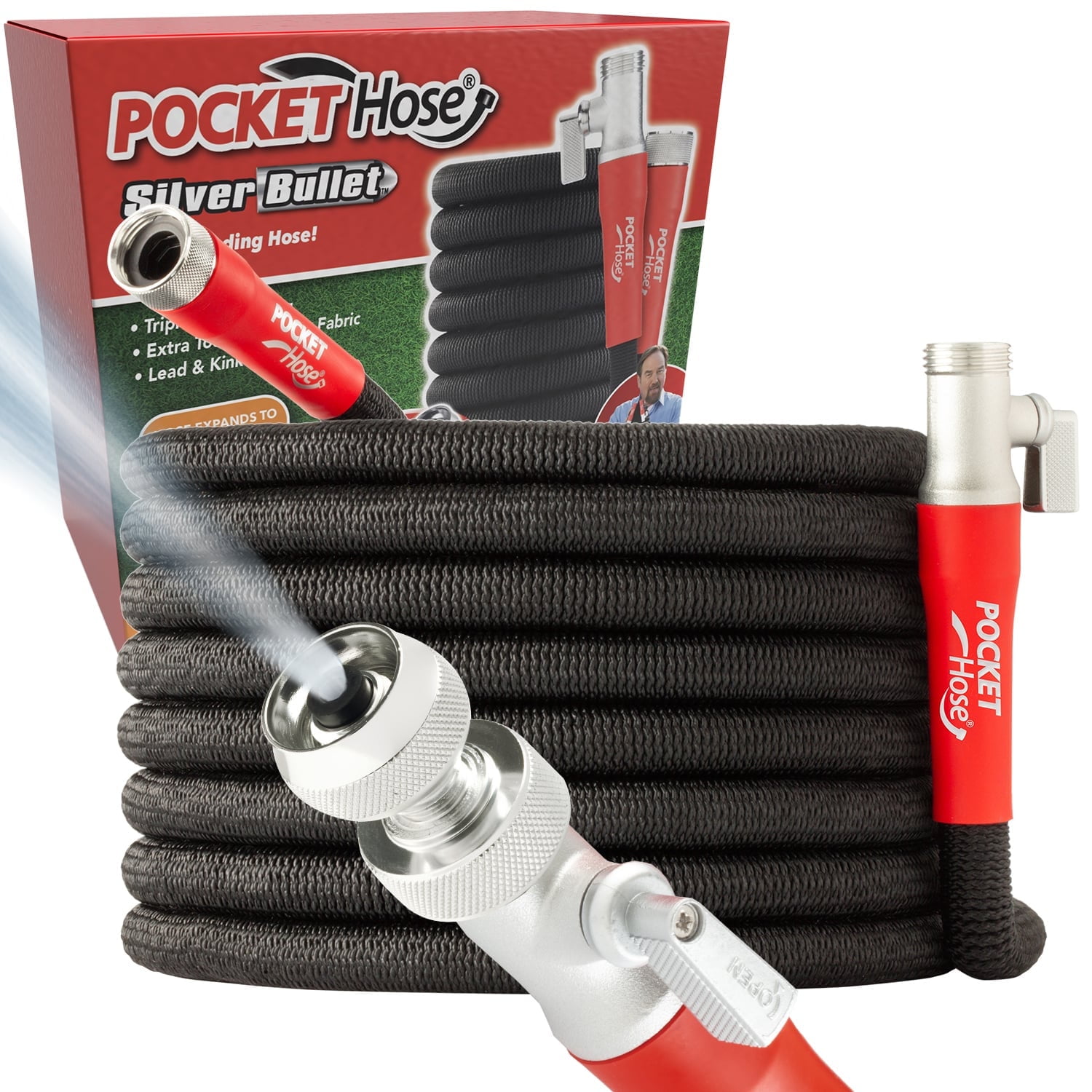 Pocket Hose Silver Bullet, Lightweight Expandable Garden Hose, 100 FT ...