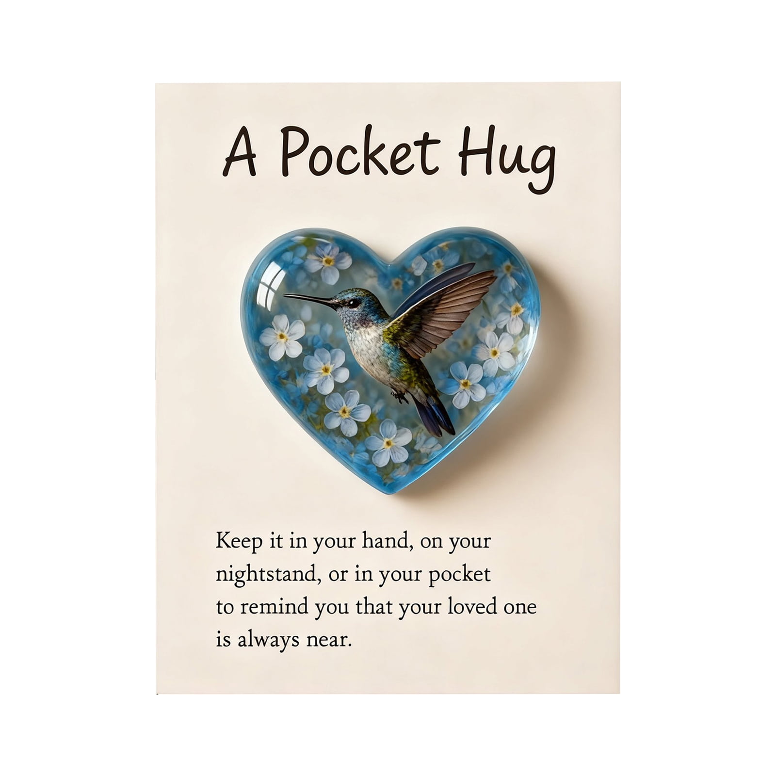 Pocket Hug Card, Featuring A Heart-Shaped Design With A Detailed Bird ...