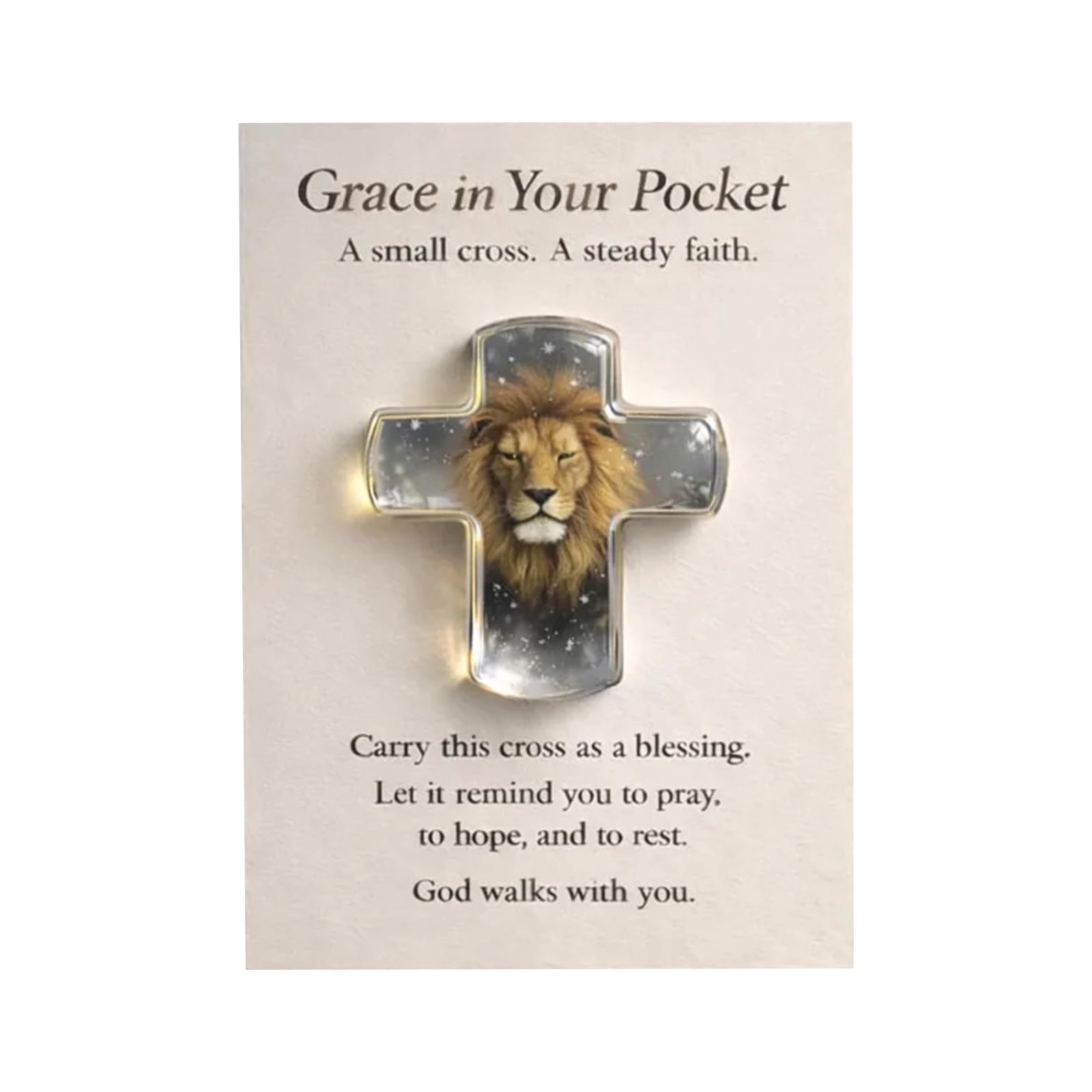 Pocket Hug Greeting Card with Cross Design, Inspirational Blessing Card ...