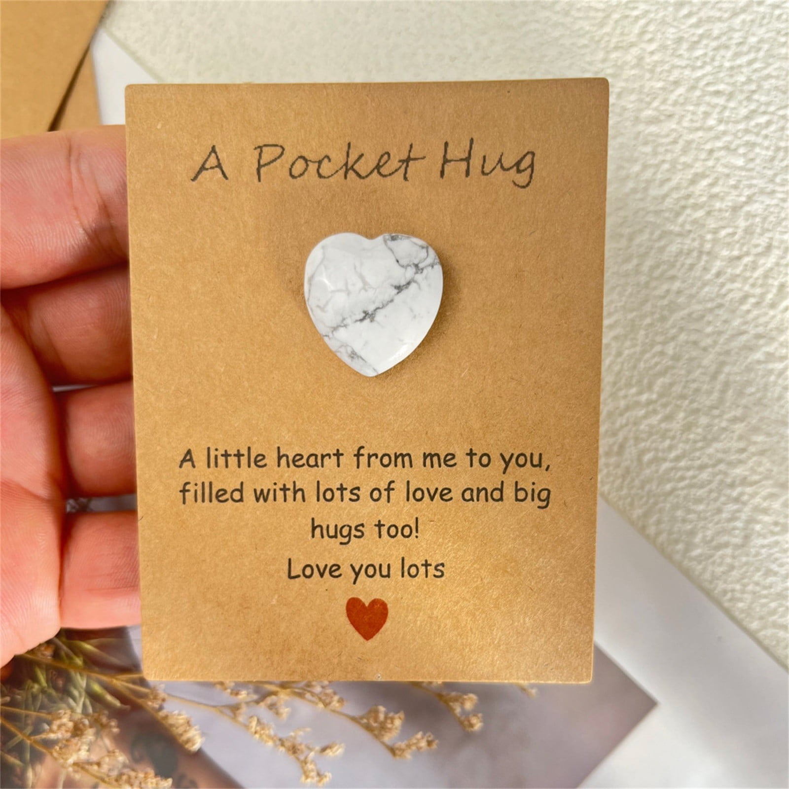 Pocket Hug Token Bulk Hug Cards with Heart Shape Natural Stones ...