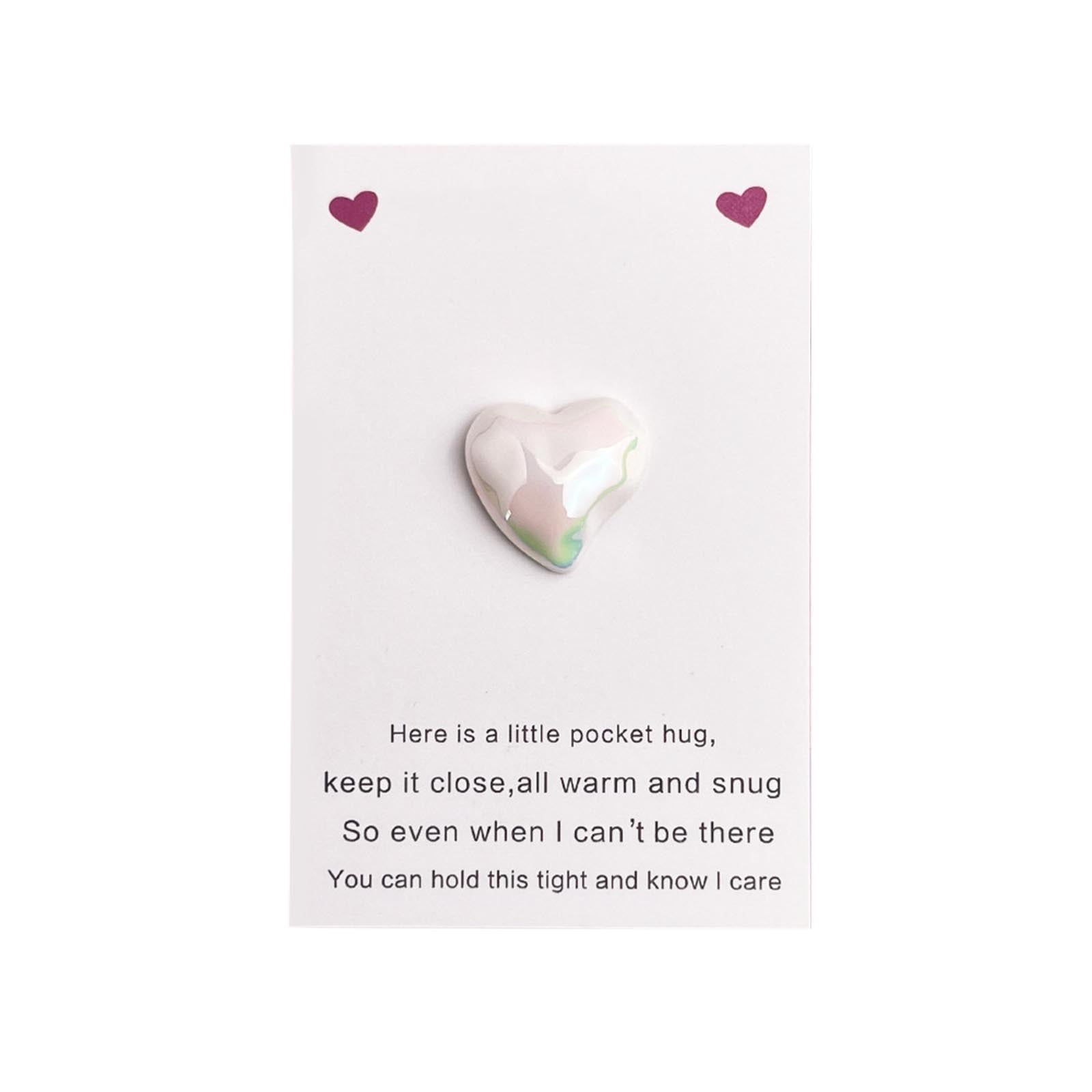 Pocket Hug Token Bulk Natural Heart Crystal with Hug Card Organza Bag 1 ...