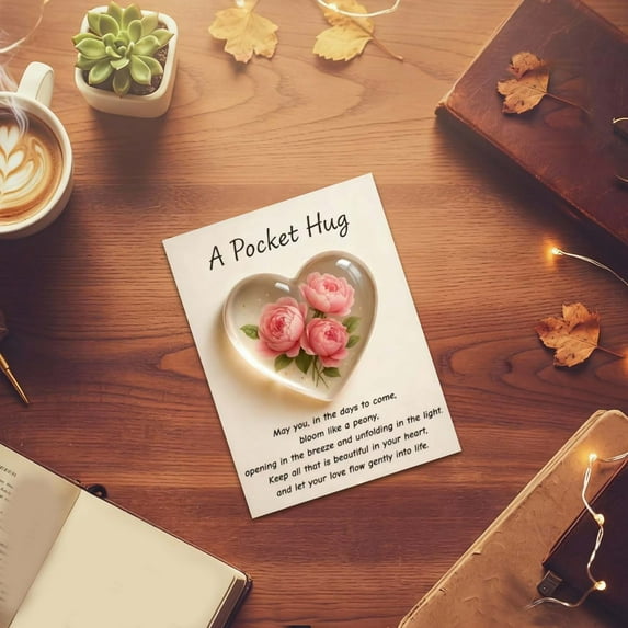 Pocket Hug Token Gift, Acrylic 12-Month Flower Pocket Token Decor ...