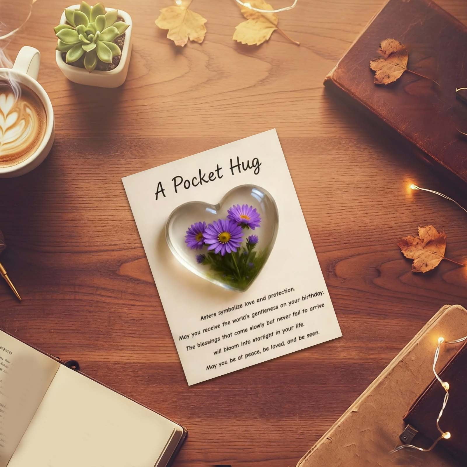 Pocket Hug Token Gift, Acrylic 12-Month Flower Pocket Token Decor ...