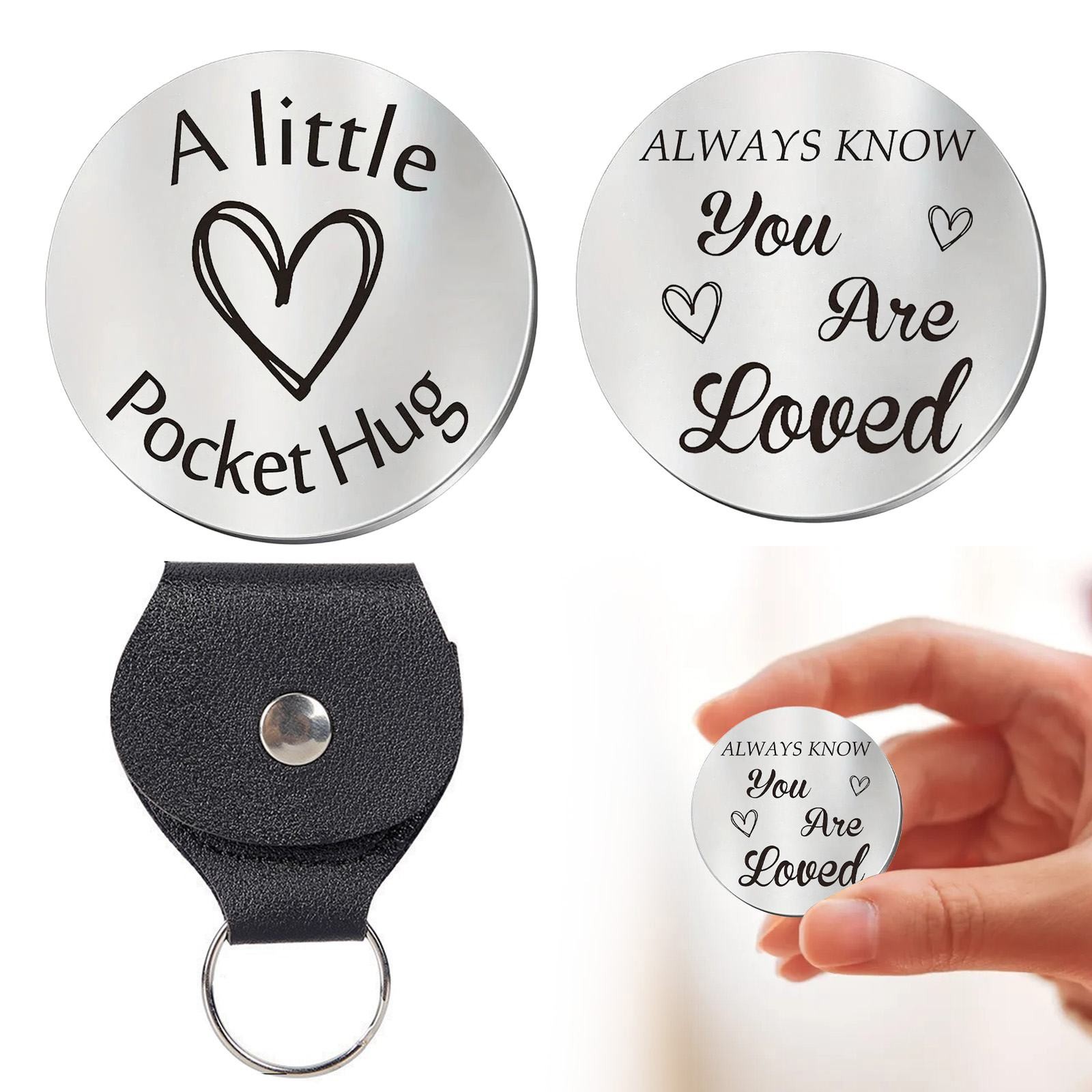 Pocket Hug Token, Pocket Hug Coin with Leather Keychain, Valentines Day ...