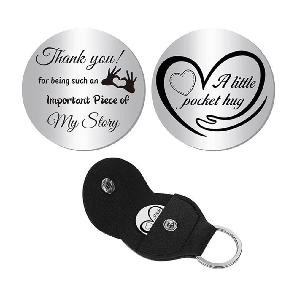 Pocket Hug Token, Silver Pocket Hug In PU Leather Pouch Family Friend ...