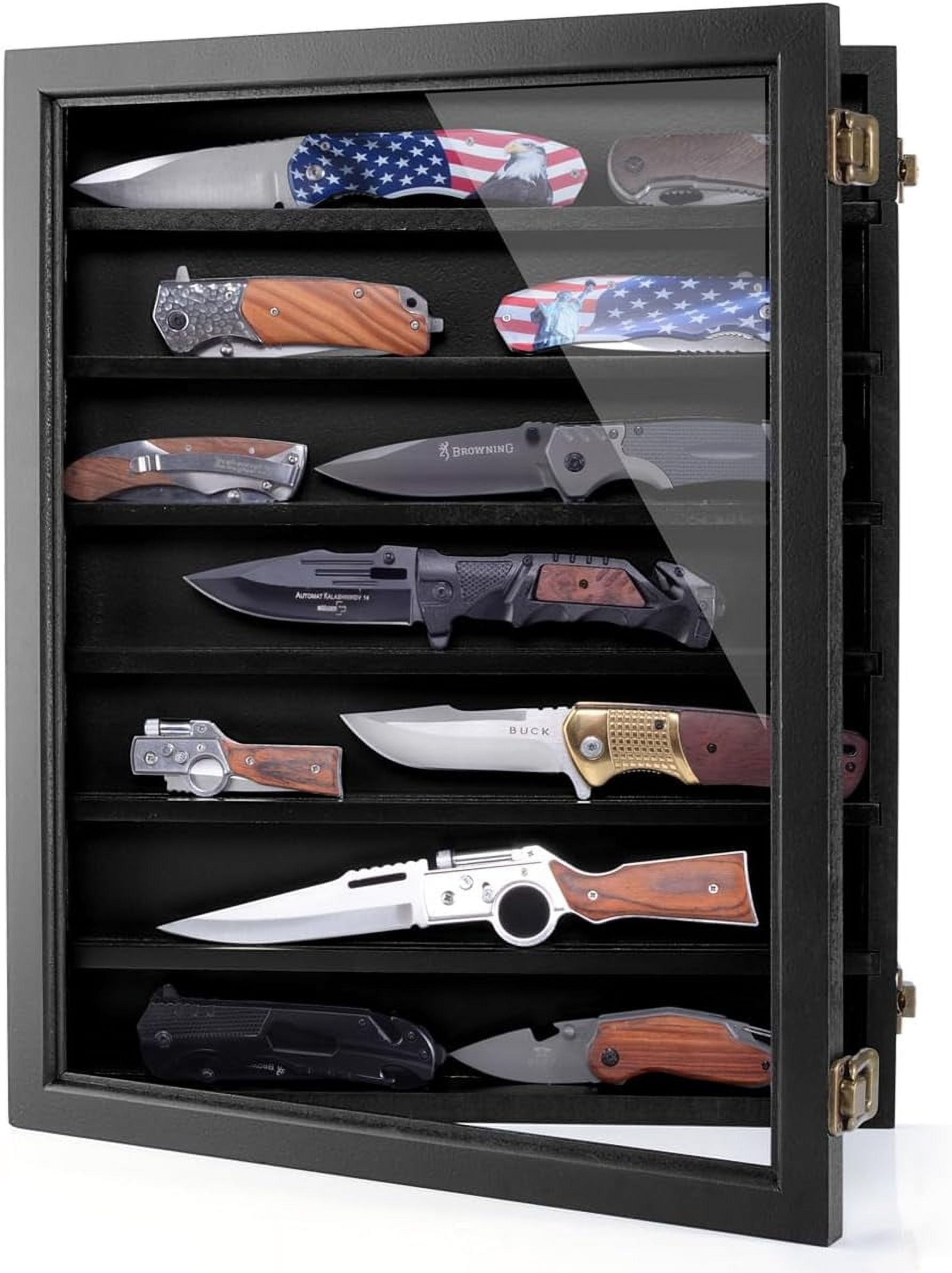 Pocket Knife Display Case, Knife Collection Display Shadow Box for Wall ...