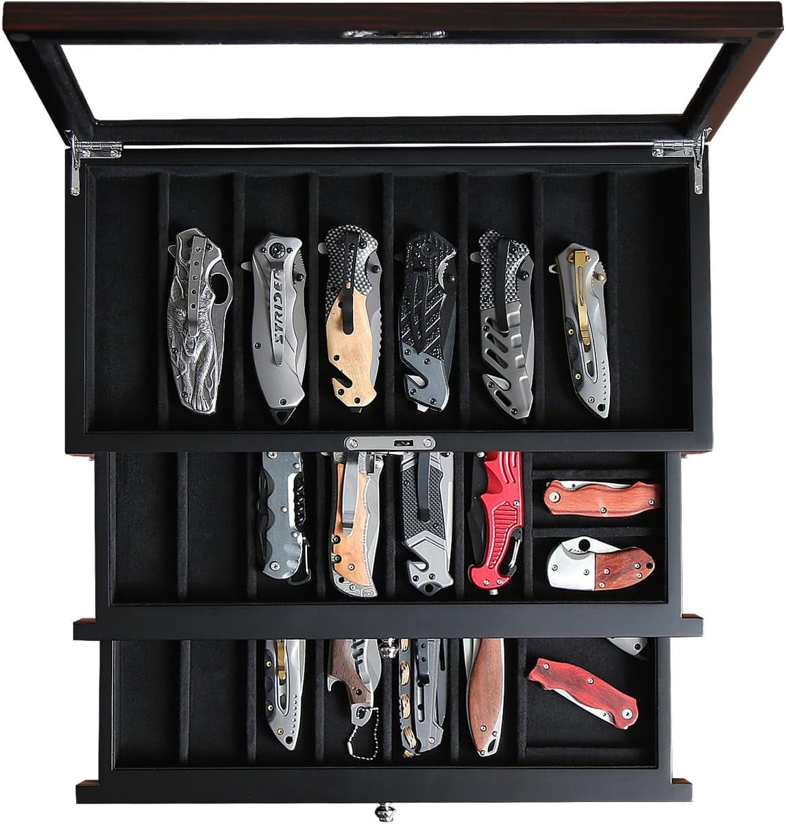Pocket Knife Display Case for men collection holder 22-26 folding knife ...