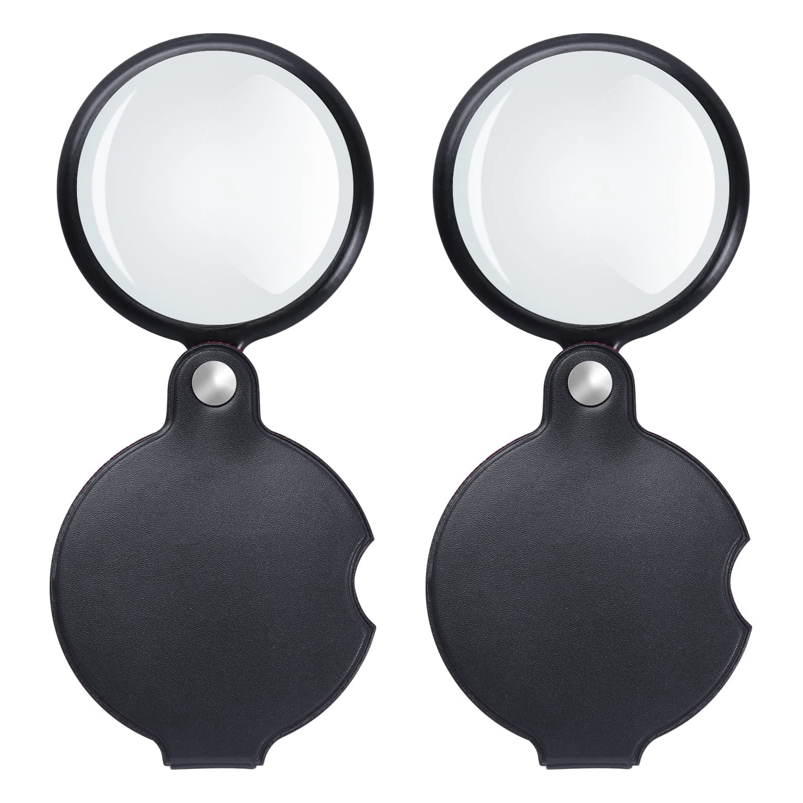 Pocket Magnifying Glass, 2 Pack Folding Magnifier Loupe with Protective ...