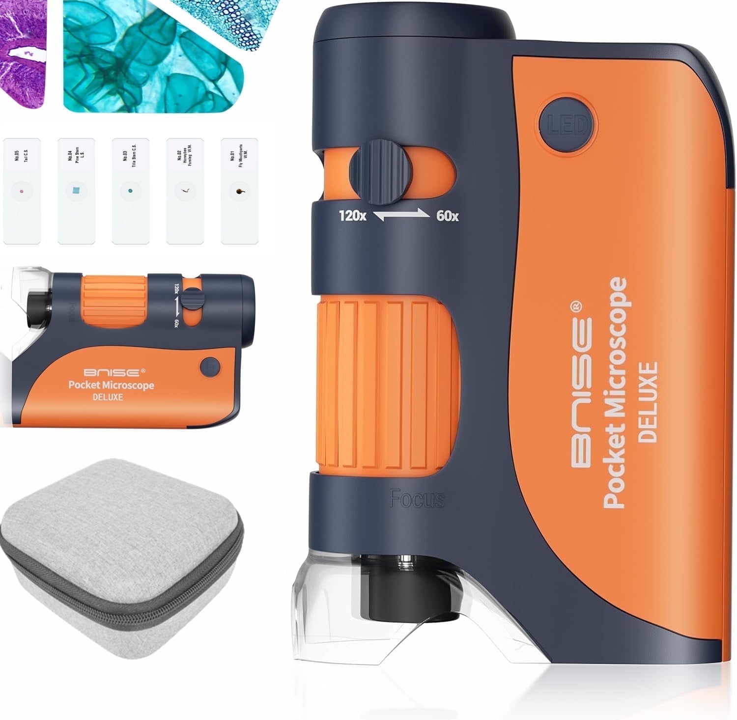 BNISE Kids Microscope LED Lighted Portable Microscope With Case and ...