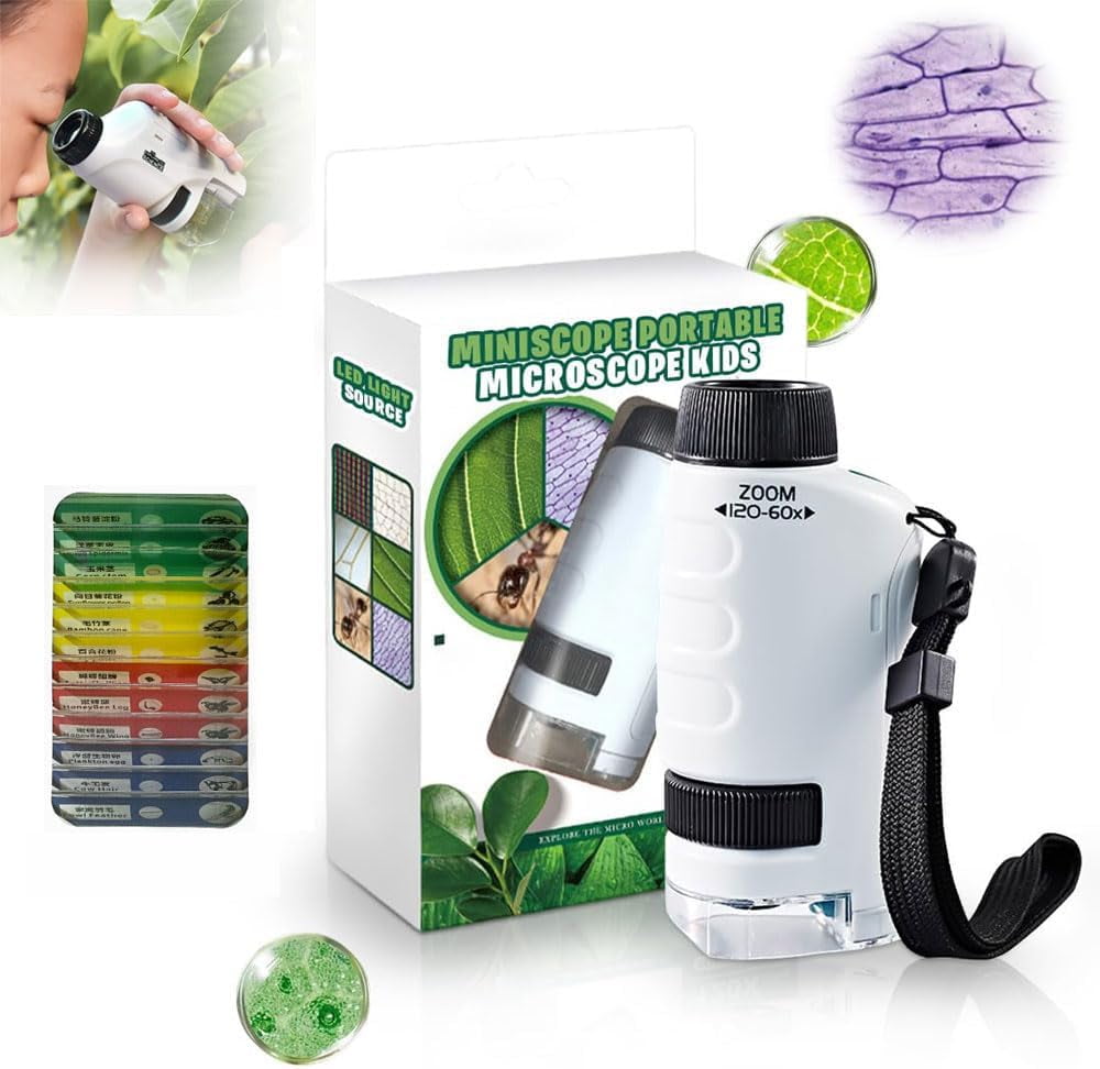 Pocket Microscope for Kids, 2025 Mini Microscope for Kids, Pocket ...