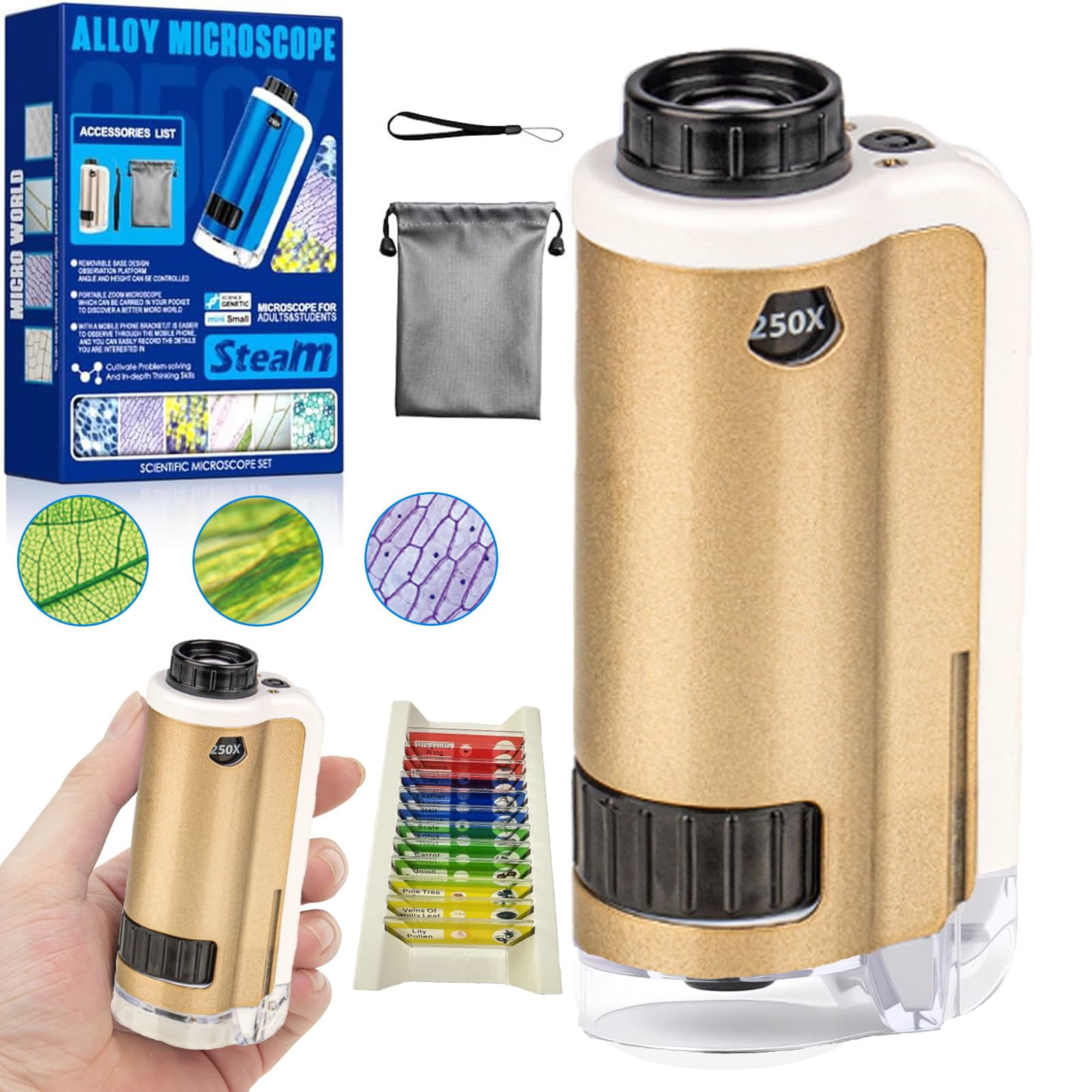 Pocket Microscope for Kids, KEF16 SETFLAGS Kids Microscope Specimen ...