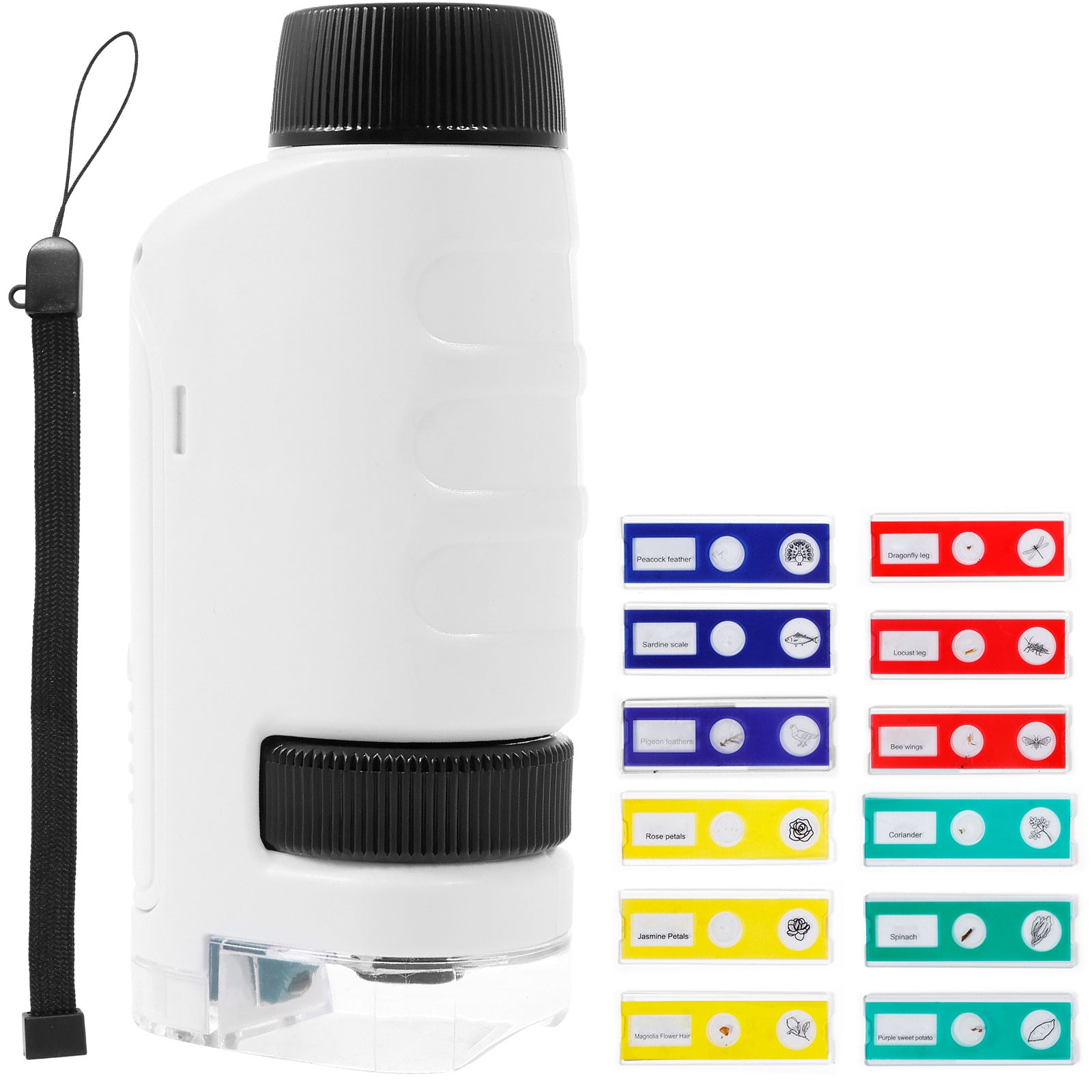 Pocket Microscope Portable Microscope Kit with LED Light Safe Handheld ...