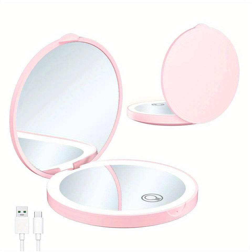 Pocket Mirror, 10X Magnification LED Compact Travel Makeup Mirror with ...