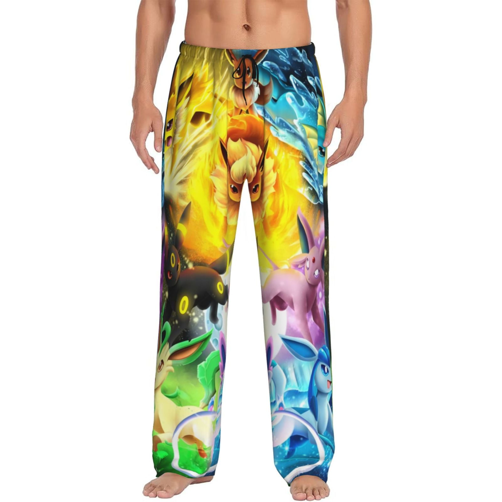 Pocket Monster Anime Cartoon All-Over Print Men'S Black Pajama Pants ...