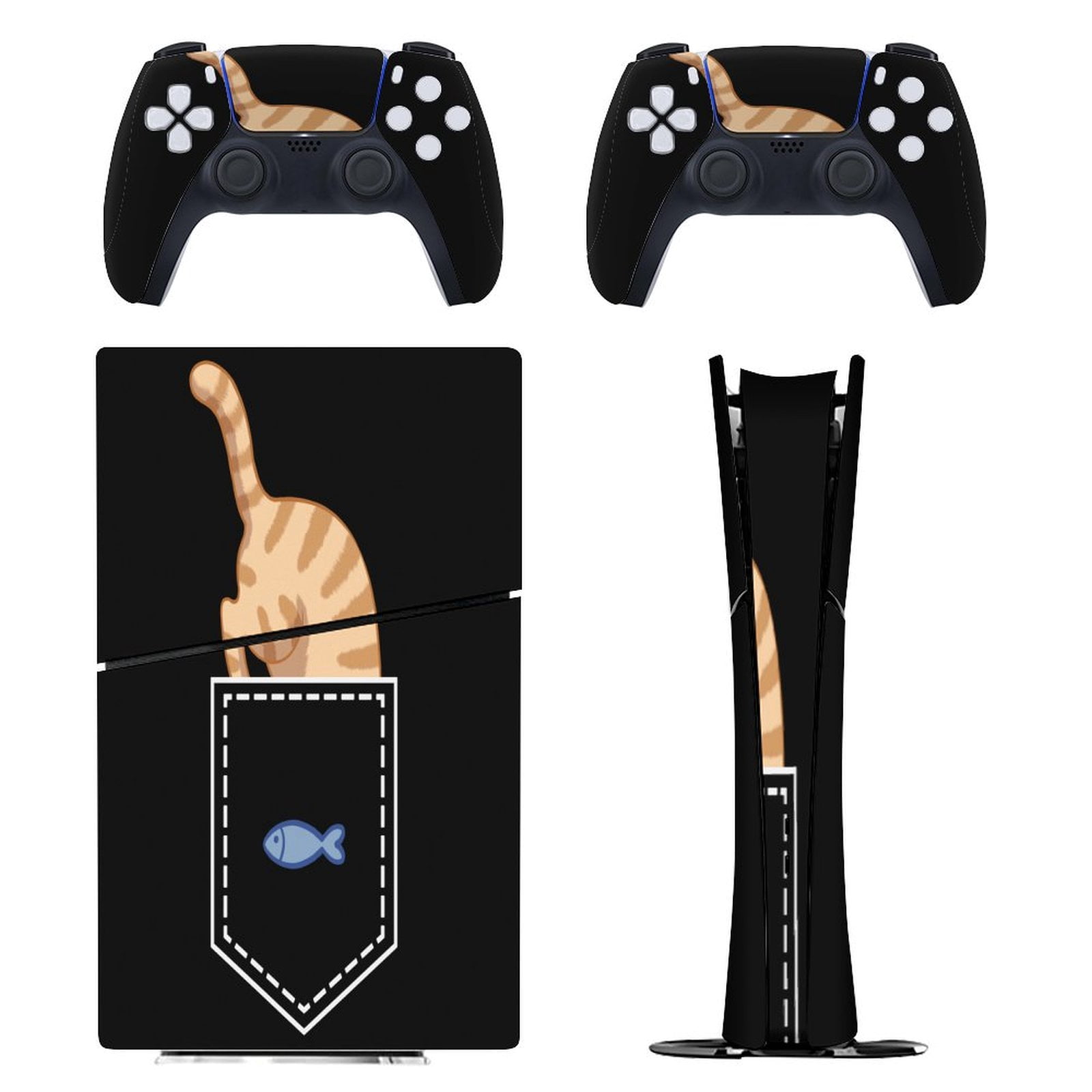 Pocket Orange Cat Fish PS5/PS5 Slim Digital Disc Skin Sticker For ...