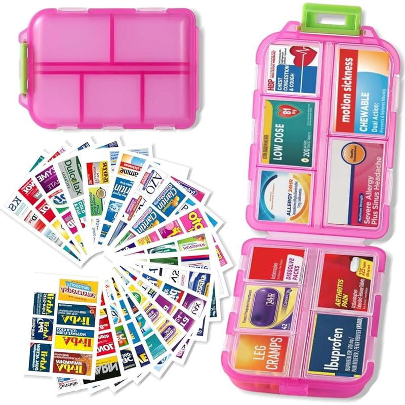 Pocket Pharmacy with Medicine Labels Travel Daily Pill Container Mini ...