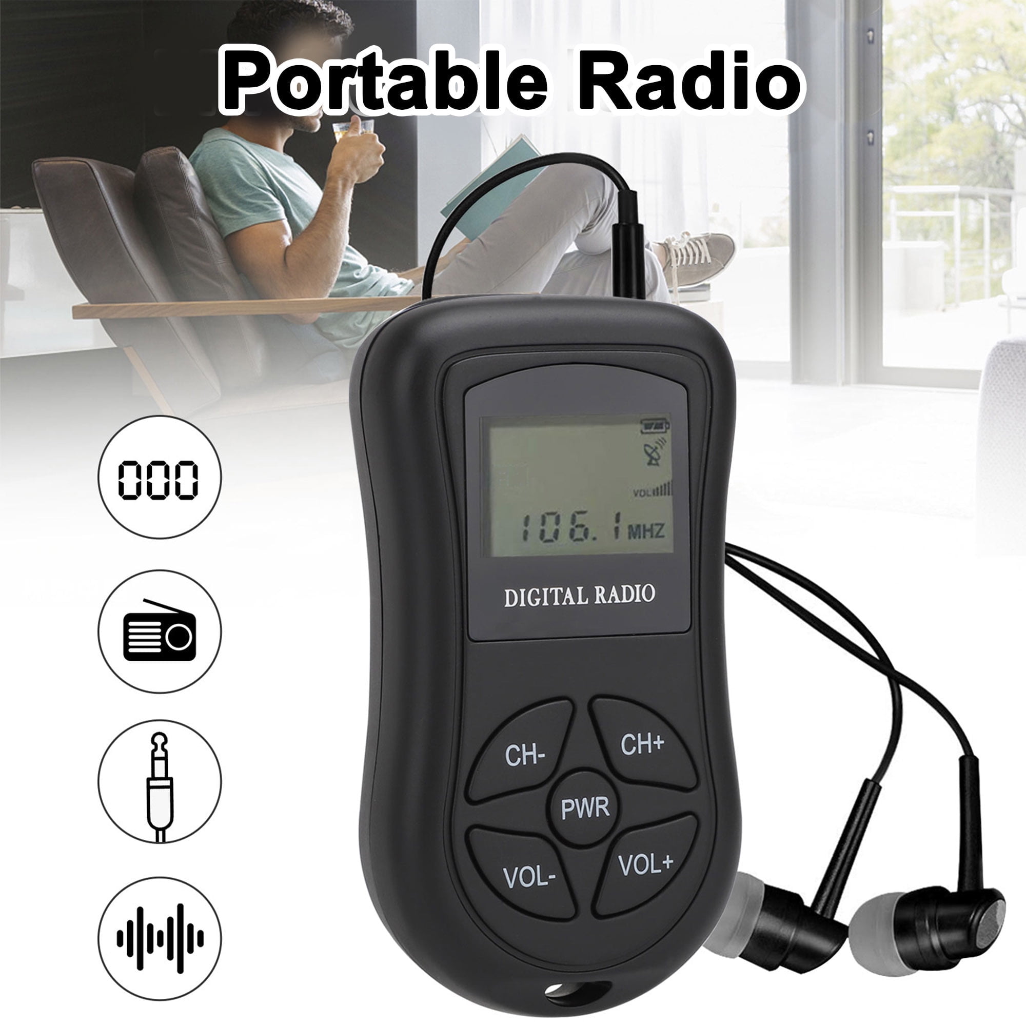 Eeekit Portable Radio Fm Am Transistor Player With 35mm Jack Operated By 2 Aaa Batteries