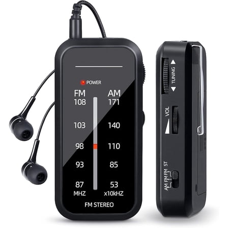 SunFlash AM/FM Radio Black, Built-in Speaker and Headphone Jack ...