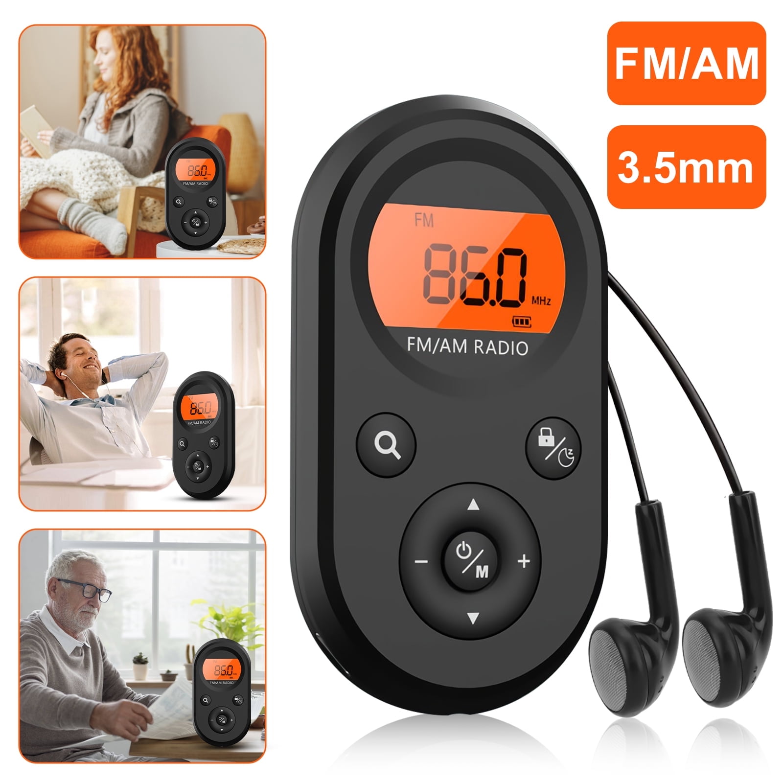 Pocket Radio, TSV Portable LCD Digital AM/FM Battery Operated Radio ...