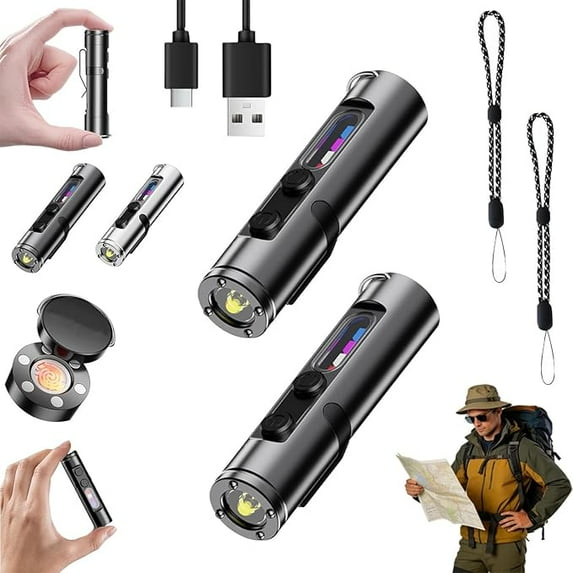 Pocket Rechargeable EDC Flashlight - 500 Lumens Mini Keychain Light, 4 ...
