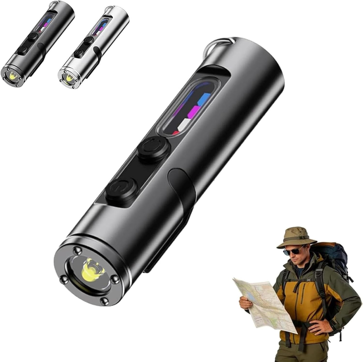 Pocket Rechargeable EDC Flashlight, 500 Lumens Mini Keychain Light with ...