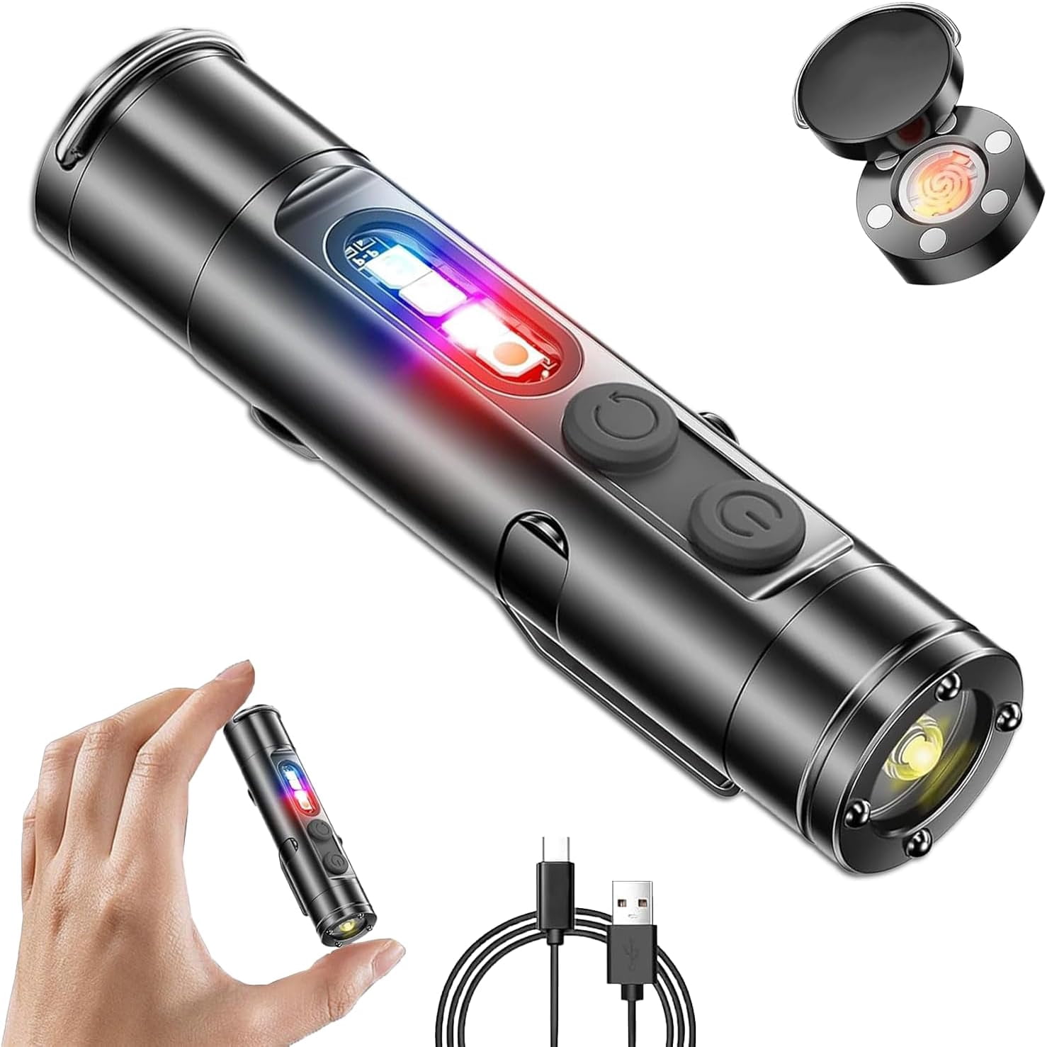 Pocket Rechargeable EDC Flashlight: 500 Lumens Mini Keychain Light with ...