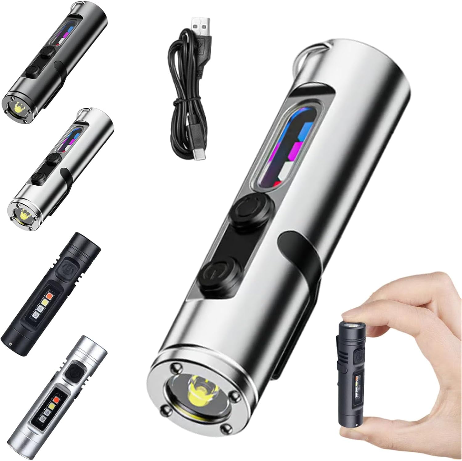 Pocket Rechargeable EDC Flashlight, 500 Lumens Mini Keychain Light ...