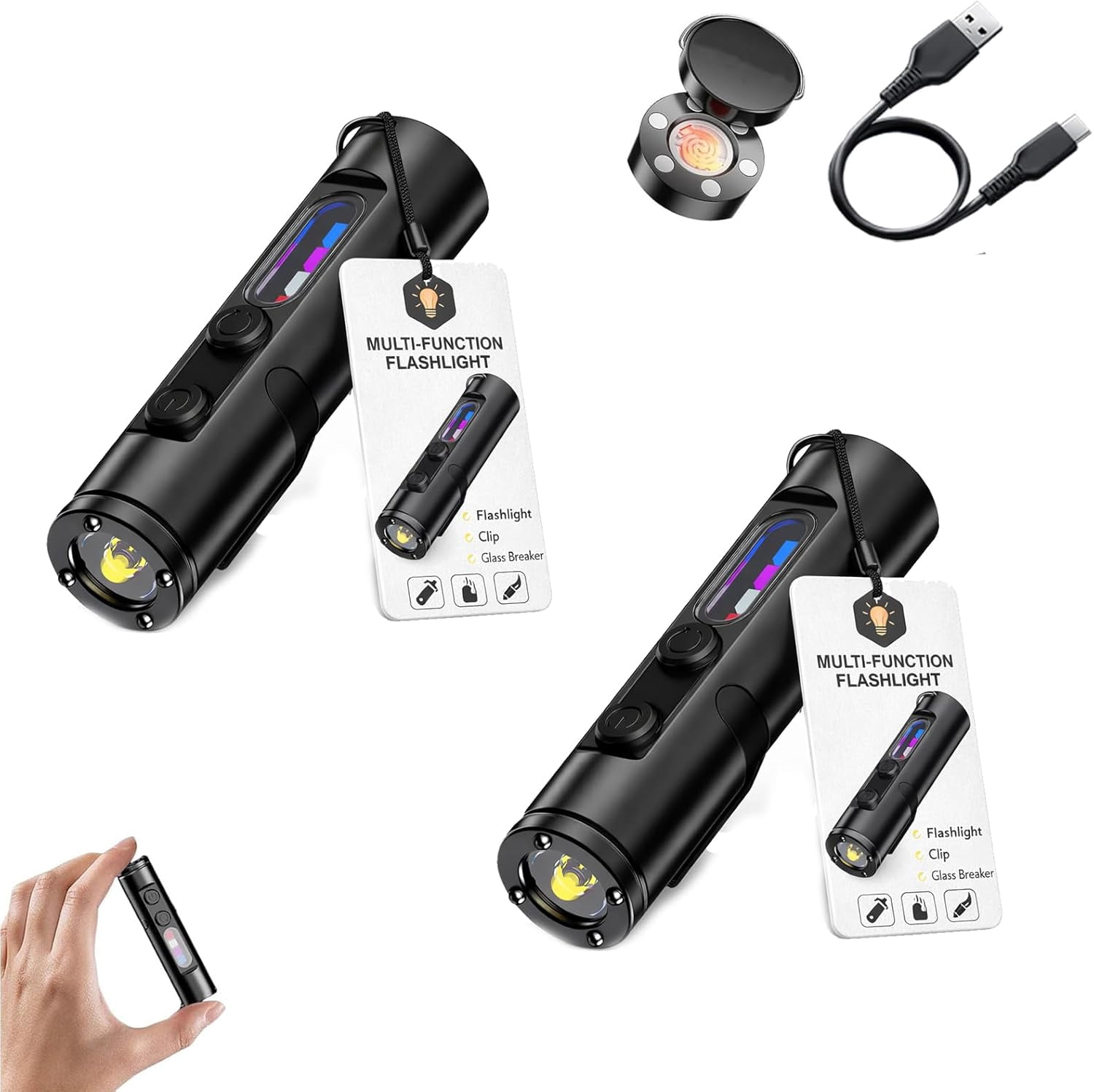 Pocket Rechargeable LED Flashlight, Mini Keychain Light 500 Lumens with ...